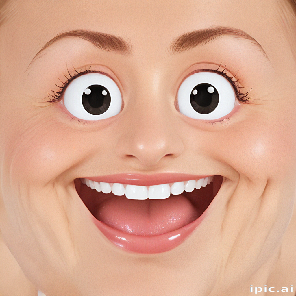 Joyful Expression of Happiness with Exaggerated Features and Big Smile