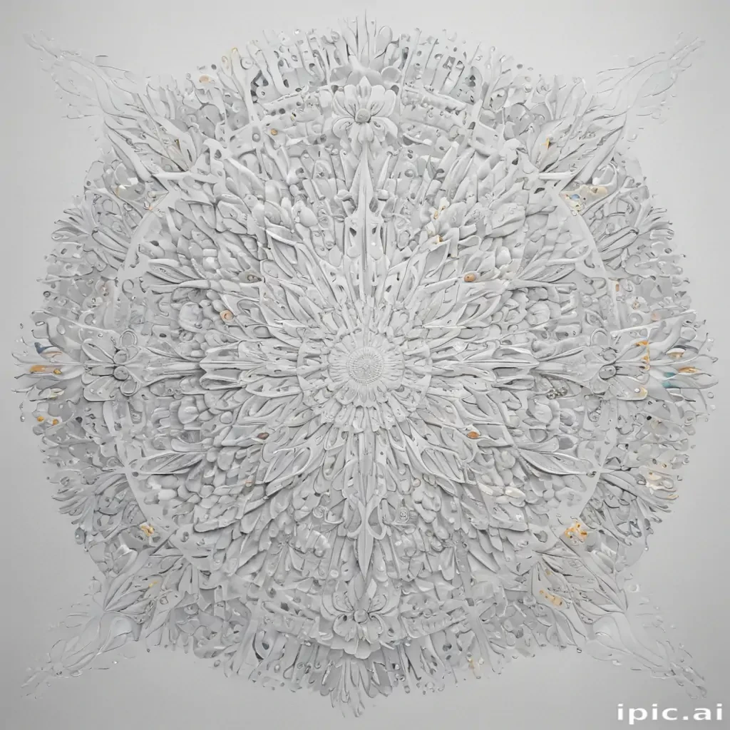 Intricate White Floral Mandala Design with Textured Layers and Subtle ...