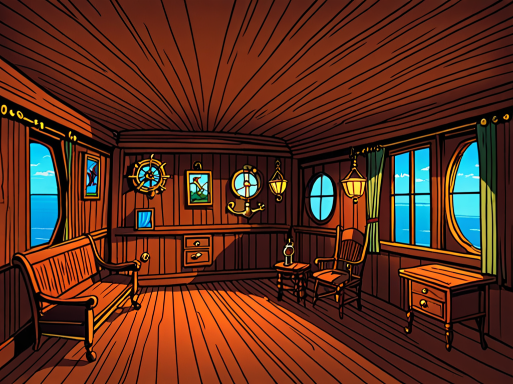 Interior of Captain Hook's state room on the pirate ship from the ...