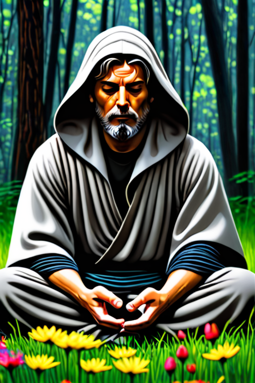 Hooded Jedi Knight meditating