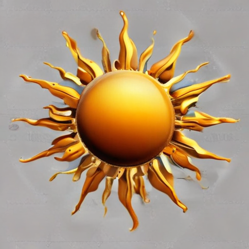 Bright and Radiant Golden Sun with Artistic Flames and Warm Energy