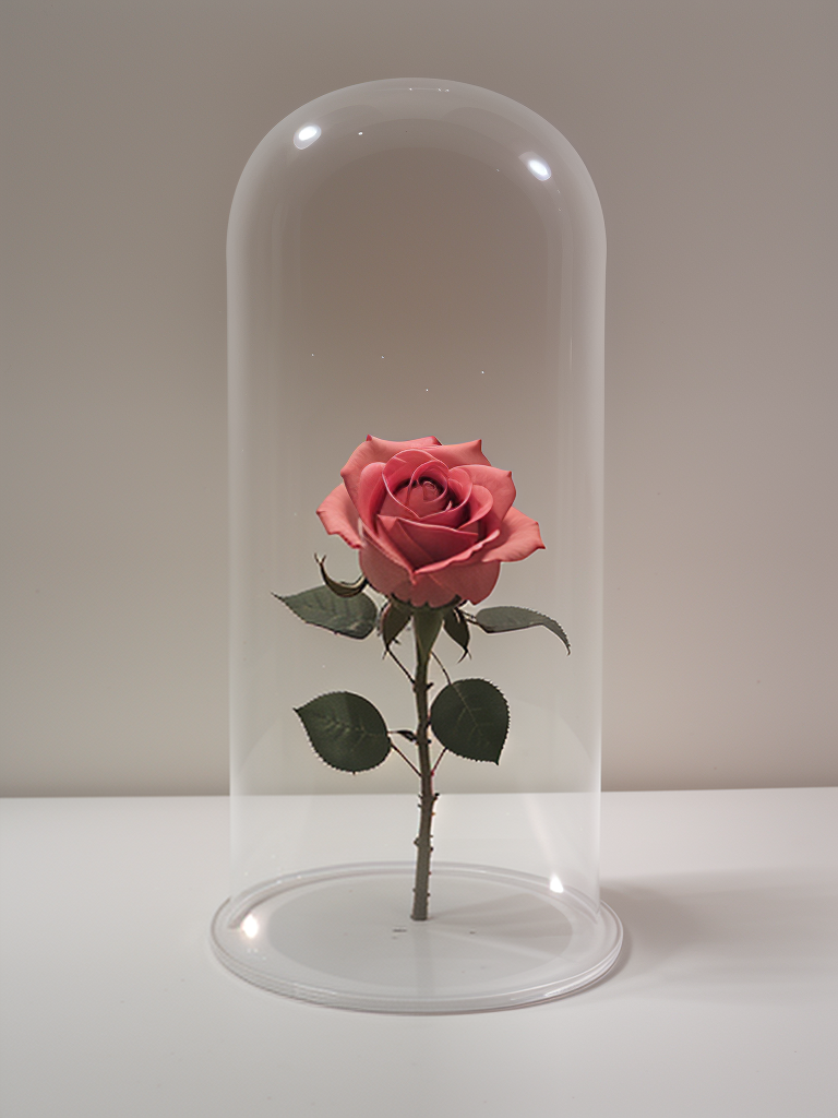 A Beautiful Pink Rose Elegantly Displayed Under a Glass Dome