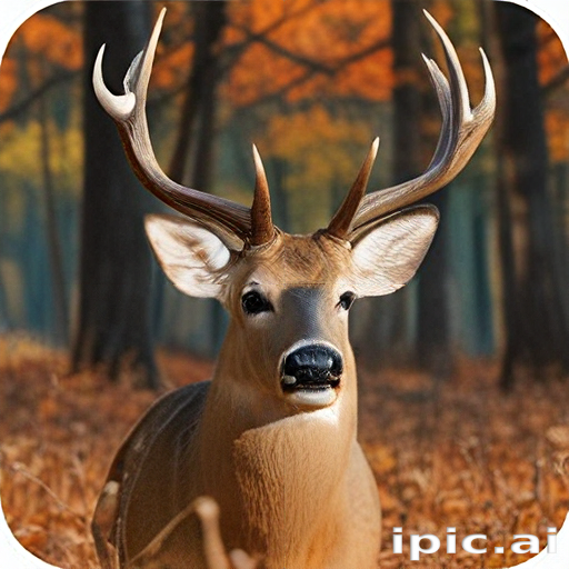 Majestic Buck in Autumn Forest Surrounded by Colorful Foliage and Trees