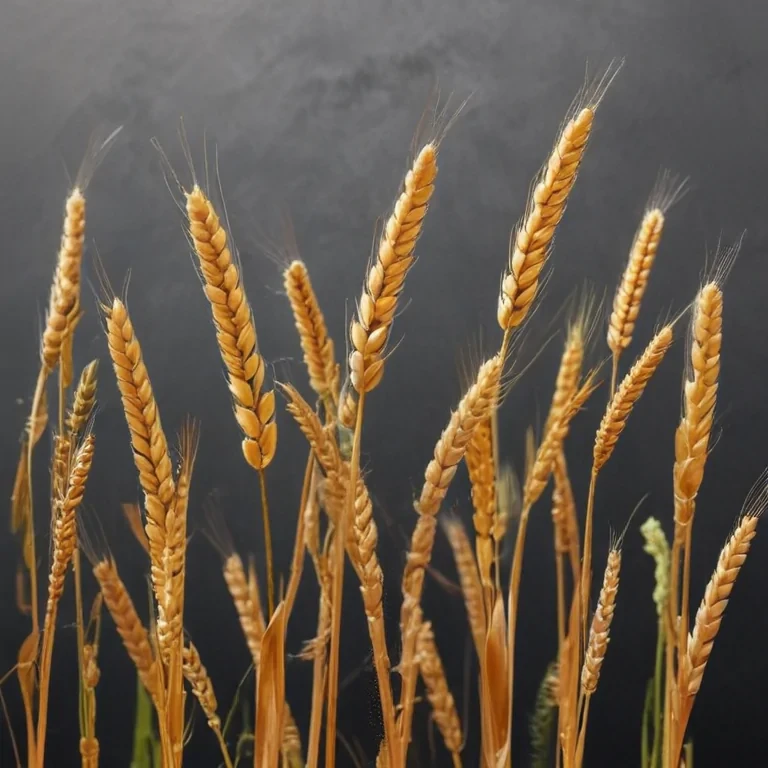 Golden Wheat Stalks Standing Tall Against a Dark Background in Nature