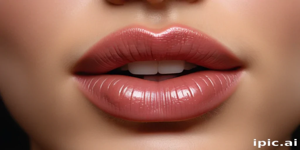 Close-Up of Smooth, Glossy Lips Highlighting Natural Beauty and Elegance