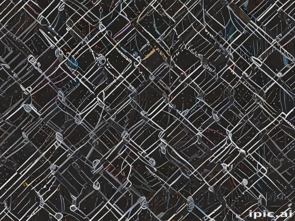 Intricate Patterns of Lines and Shapes in a Dark Background