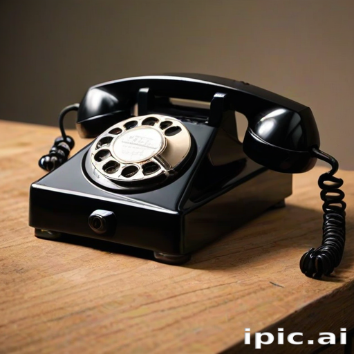 Classic Vintage Rotary Telephone Sitting Elegantly on a Wooden Table ...