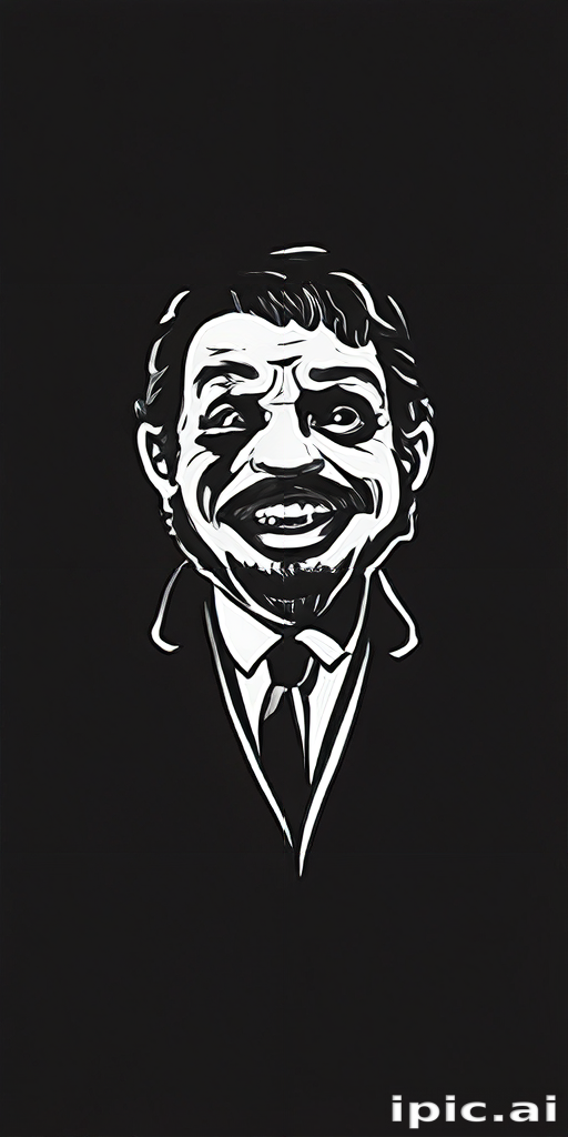 Illustration of a Grinning Character with a Distinctive Suit and Tie