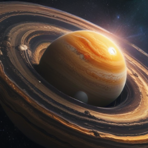 Majestic View of Jupiter Surrounded by Its Iconic Rings and Moons