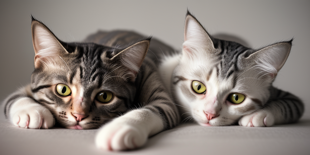 Two Adorable Cats Relaxing Together in a Cozy Indoor Setting