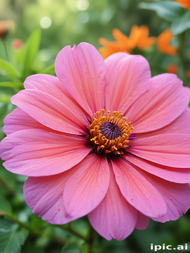 Vibrant Pink Flower Blooming in a Lush Garden Setting Full of Life