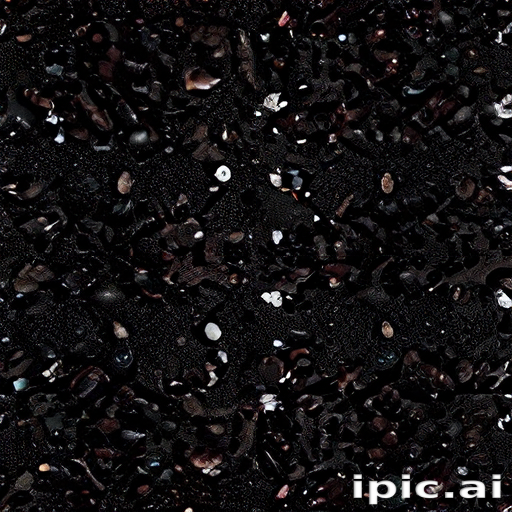 Close-Up View of Various Dark Mineral Crystals and Pebbles on Surface