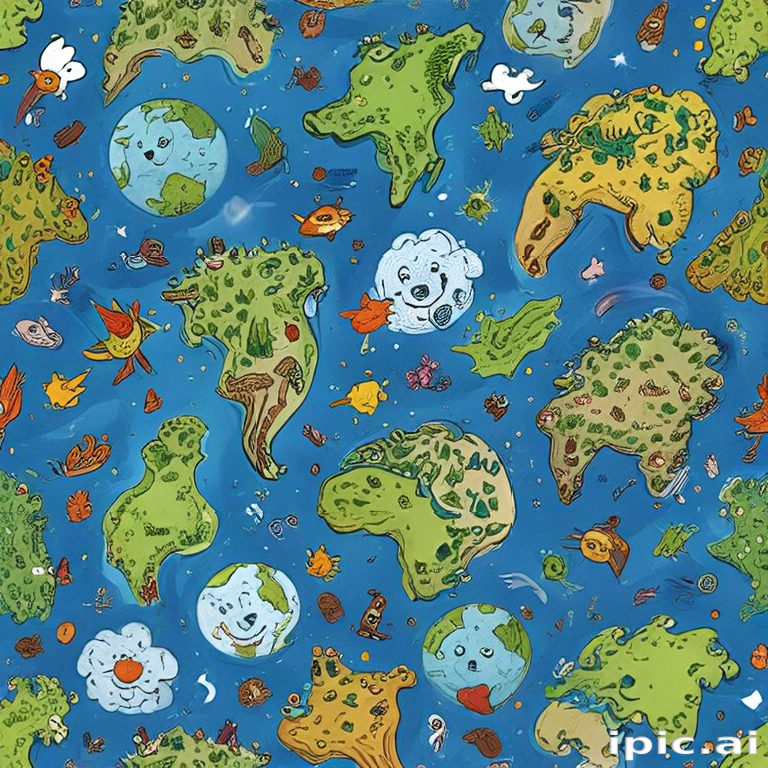 Colorful Cartoon Map Featuring Playful Islands and Whimsical Ocean ...