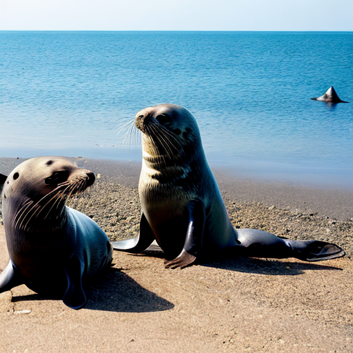 a person telling a story to 3 seals