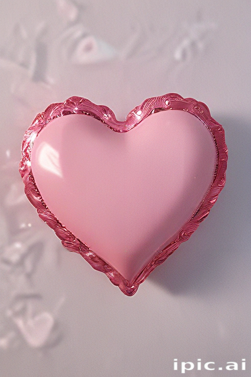 Delicate Pink Heart-Shaped Object with Elegant Edging on Soft Background