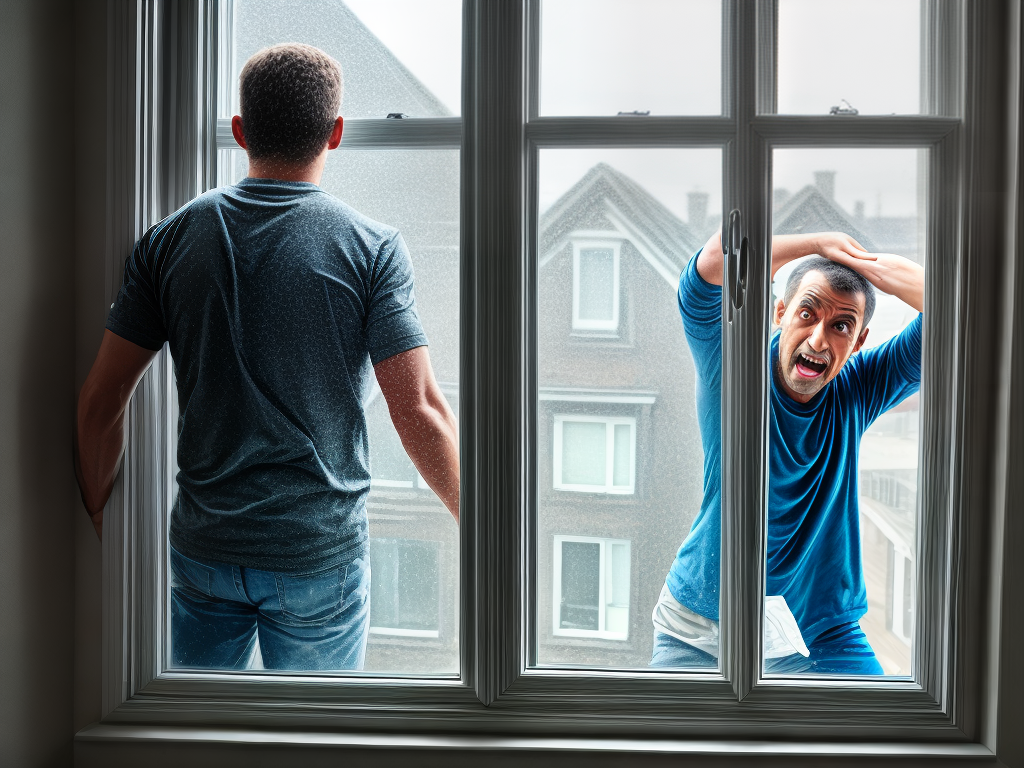 man get out from window