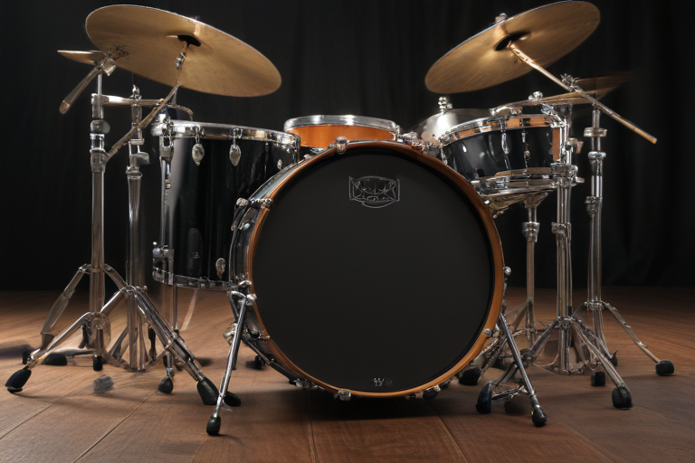 Professional Drum Set Ready for Performance in a Studio Setting