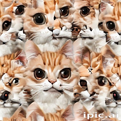 A Whimsical Collage of Adorable Cats with Enormous, Expressive Eyes.