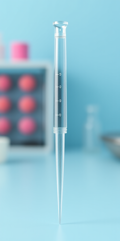 Close-Up of a Transparent Pipette Stand Against a Soft Blue Background