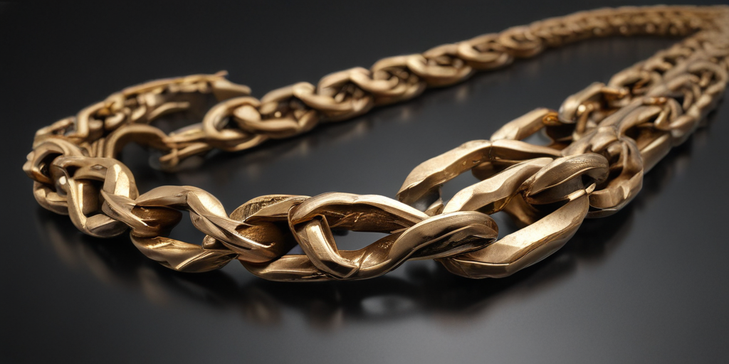 Elegant and Bold Golden Chain Necklace with Intricate Link Design