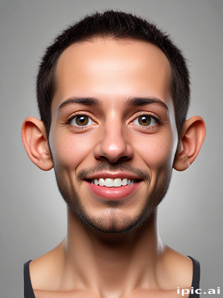 Cheerful Young Man with Short Hair Smiling Brightly Against Gray Background