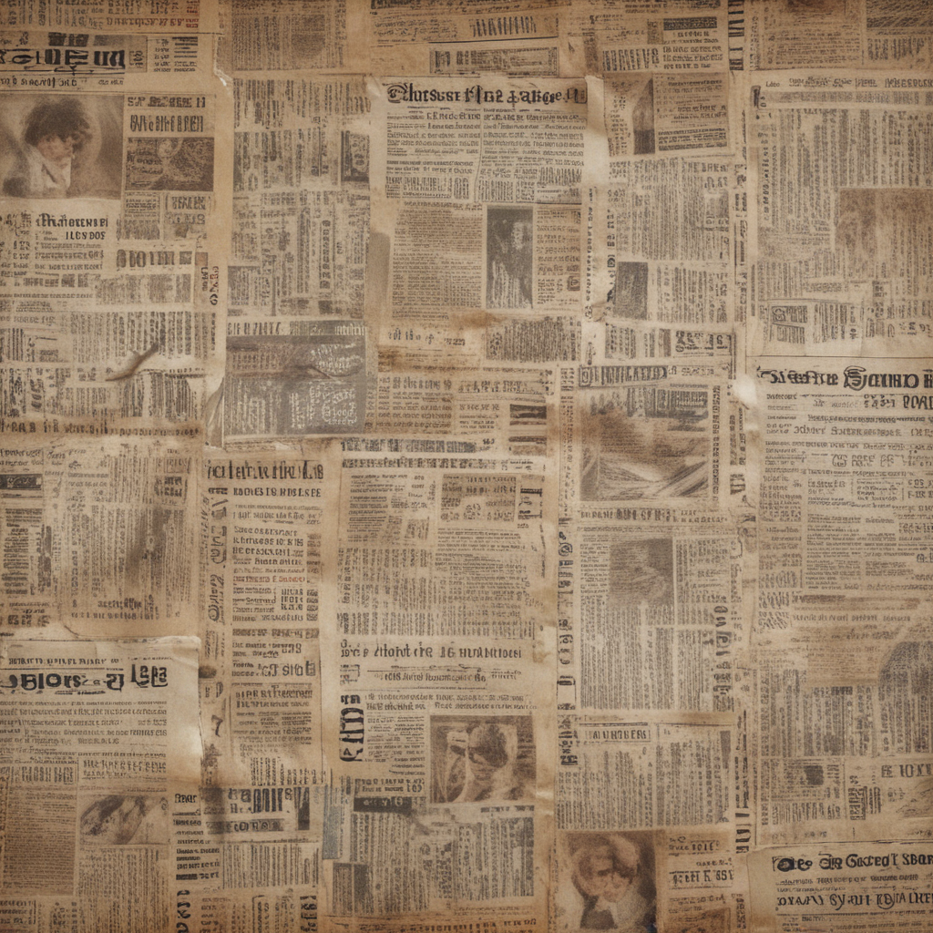 A Vintage Collection of Old Newspaper Clippings Spread Across a ...
