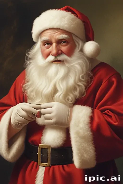 Traditional Santa Claus Portrait with Classic Red Suit and Whimsical Charm
