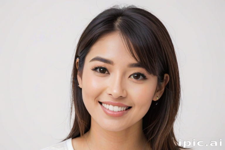 A Bright and Cheerful Portrait of a Young Woman Smiling Radiantly.
