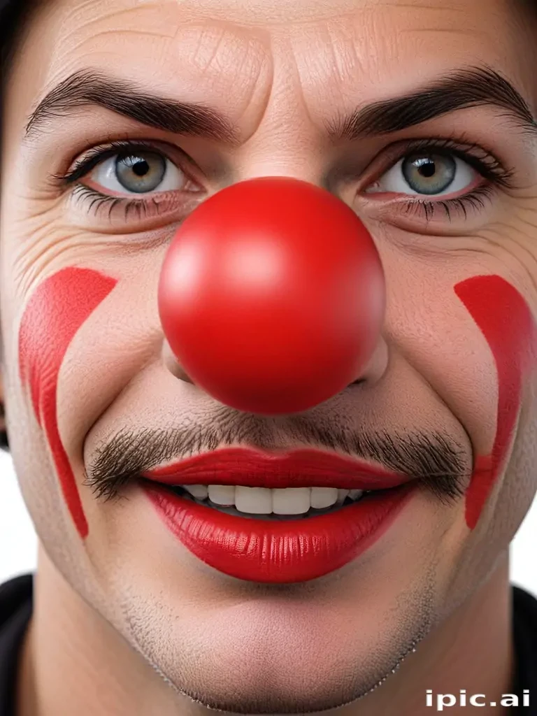 Cheerful Clown with a Bright Red Nose and Playful Expression