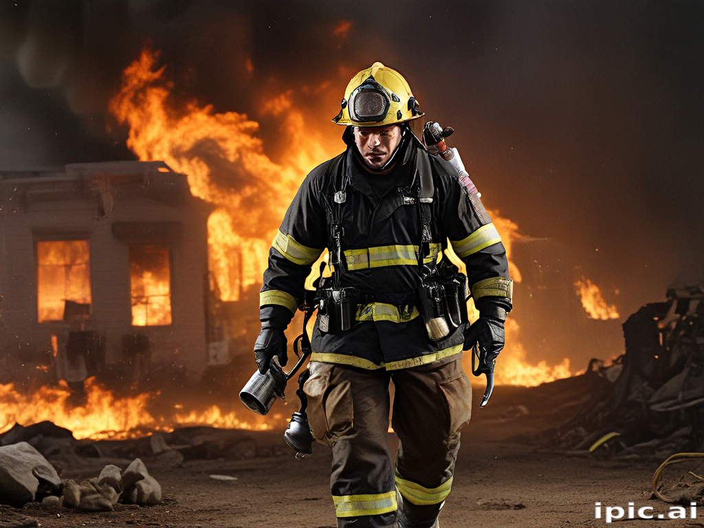 Heroic Firefighter Bravely Approaches Raging Flames After a Devastating ...
