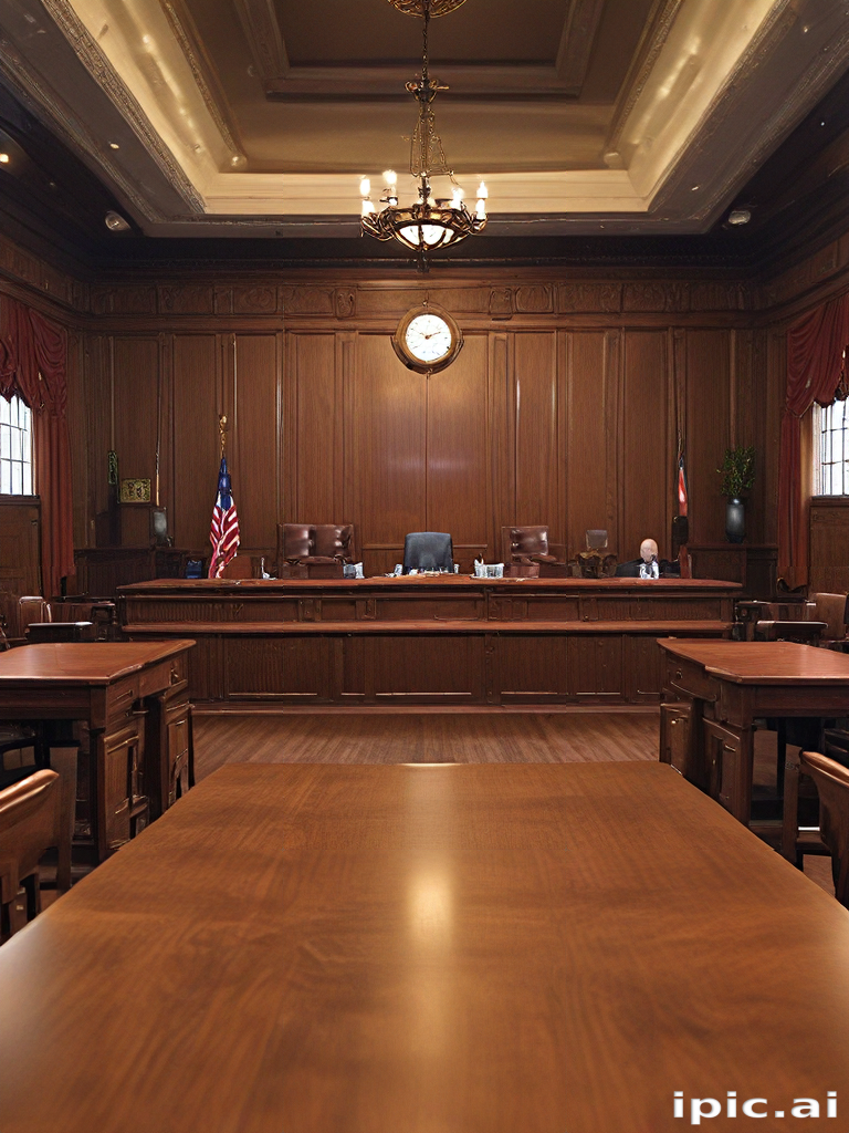 An Elegant Courtroom Setting with Wood Paneling and Classic Design Elements