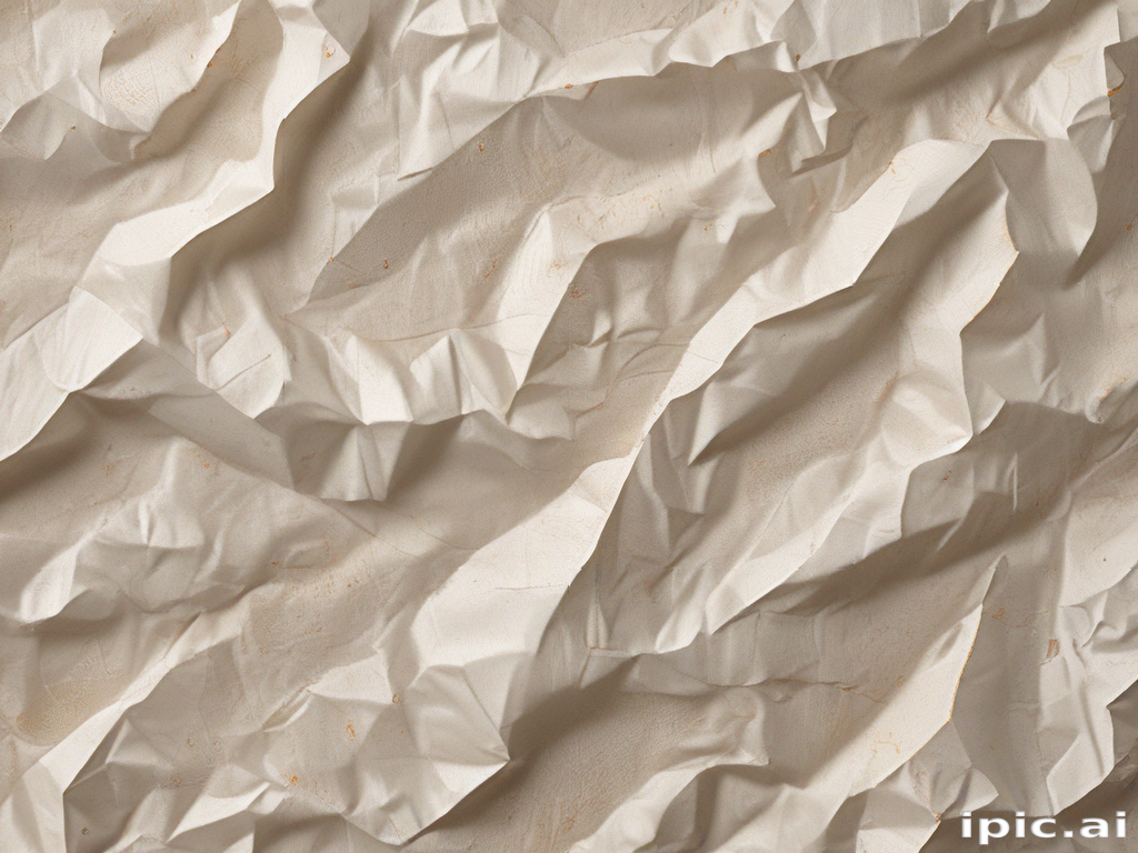 Intricate Textures of Crumpled Paper Showcasing Natural Light and Shadows
