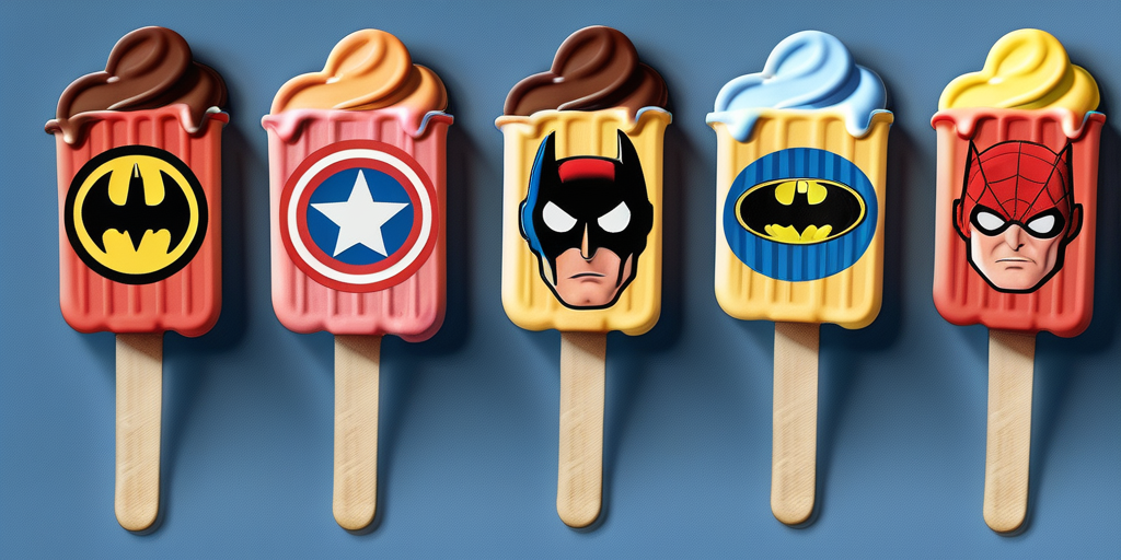 Colorful Superhero Ice Cream Popsicles Featuring Iconic Comic Book ...