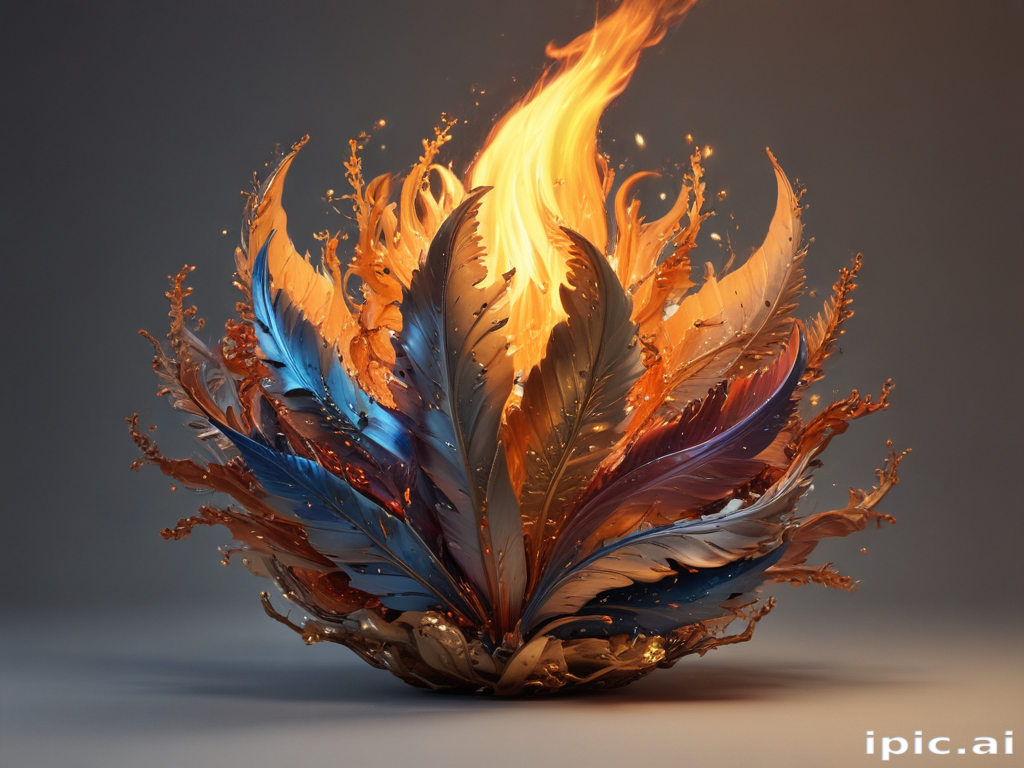 Vibrant Fusion of Colorful Feathers Surrounded by Luminous Flames and ...