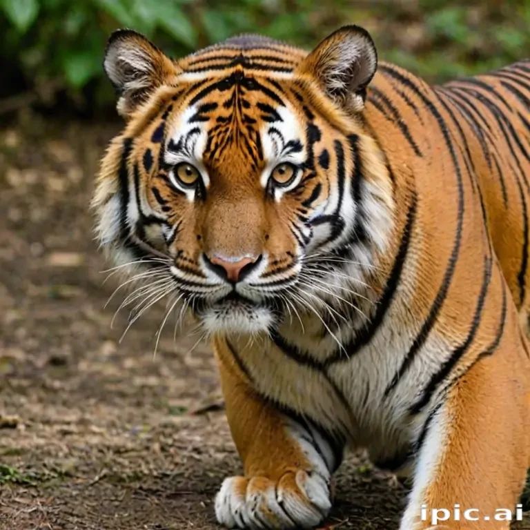 A Majestic Bengal Tiger Strolling Through Its Natural Jungle Habitat.