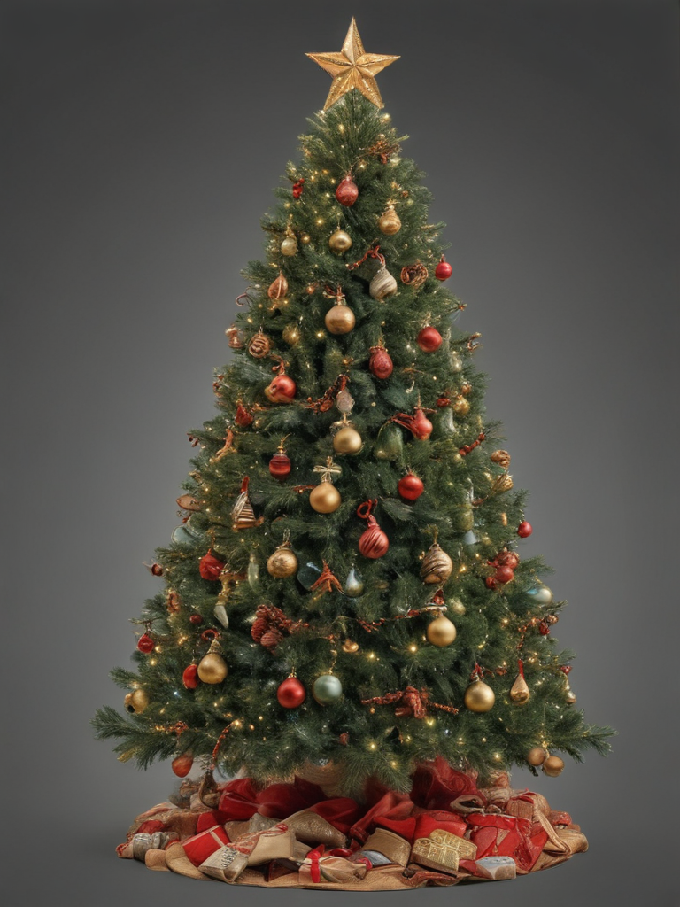 Beautifully Decorated Christmas Tree with Ornaments and Presents Beneath It