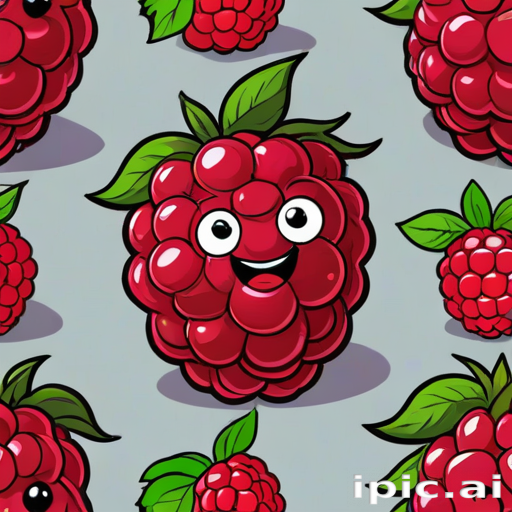 Playful and Colorful Cartoon Raspberries with Happy Expressions on a ...