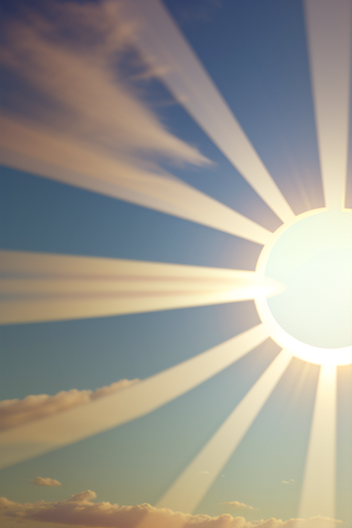 Radiant Sun Illuminating the Sky with Vibrant Rays and Clouds