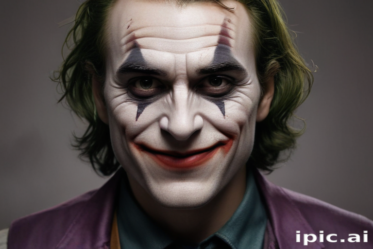 Portrait of a Grinning Clown with Green Hair and Bold Makeup