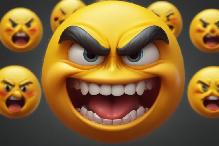 Expressive Yellow Emojis with Angry Faces Surrounding a Central ...