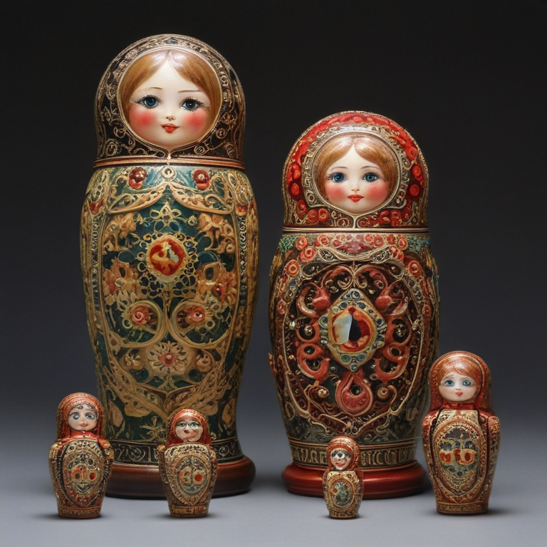 Beautifully Crafted Russian Matryoshka Dolls Displaying Intricate Hand ...