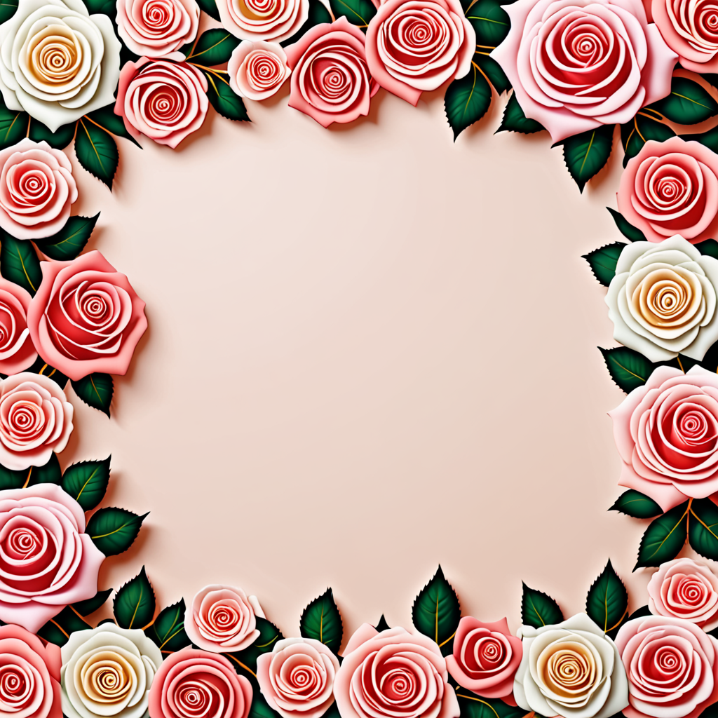 rose flower frame border art with soft color
