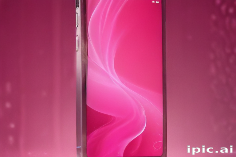 Stylish Smartphone Displaying a Vibrant Pink Background with Elegant Curves