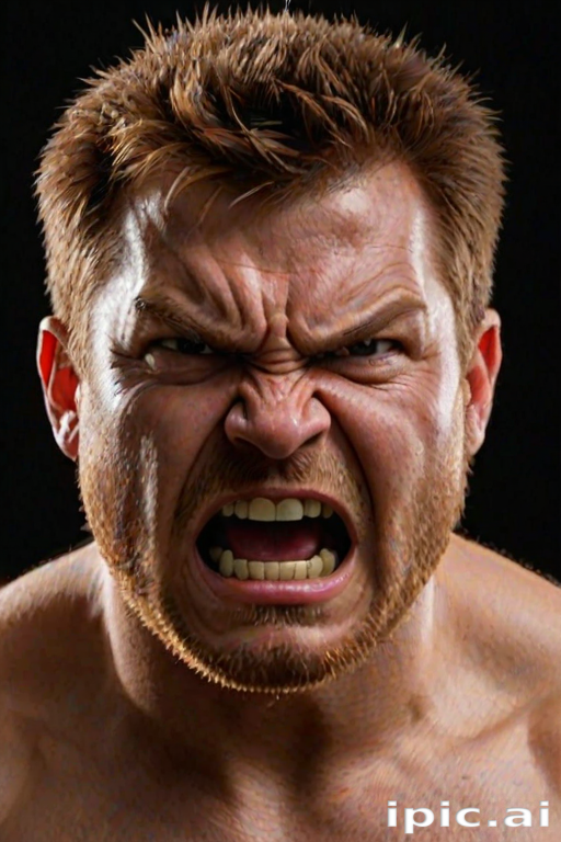 Intense Expression of Anger: A Close-Up of a Furious Man