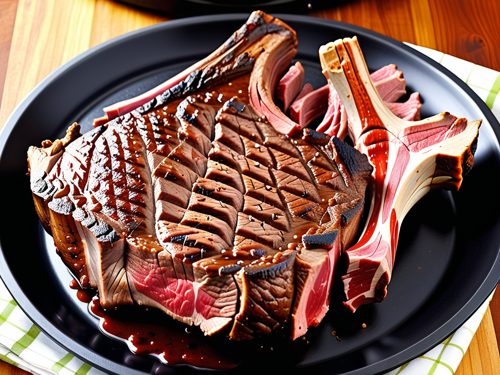 A Perfectly Cooked Tomahawk Steak Garnished with Rich, Flavorful Marinade