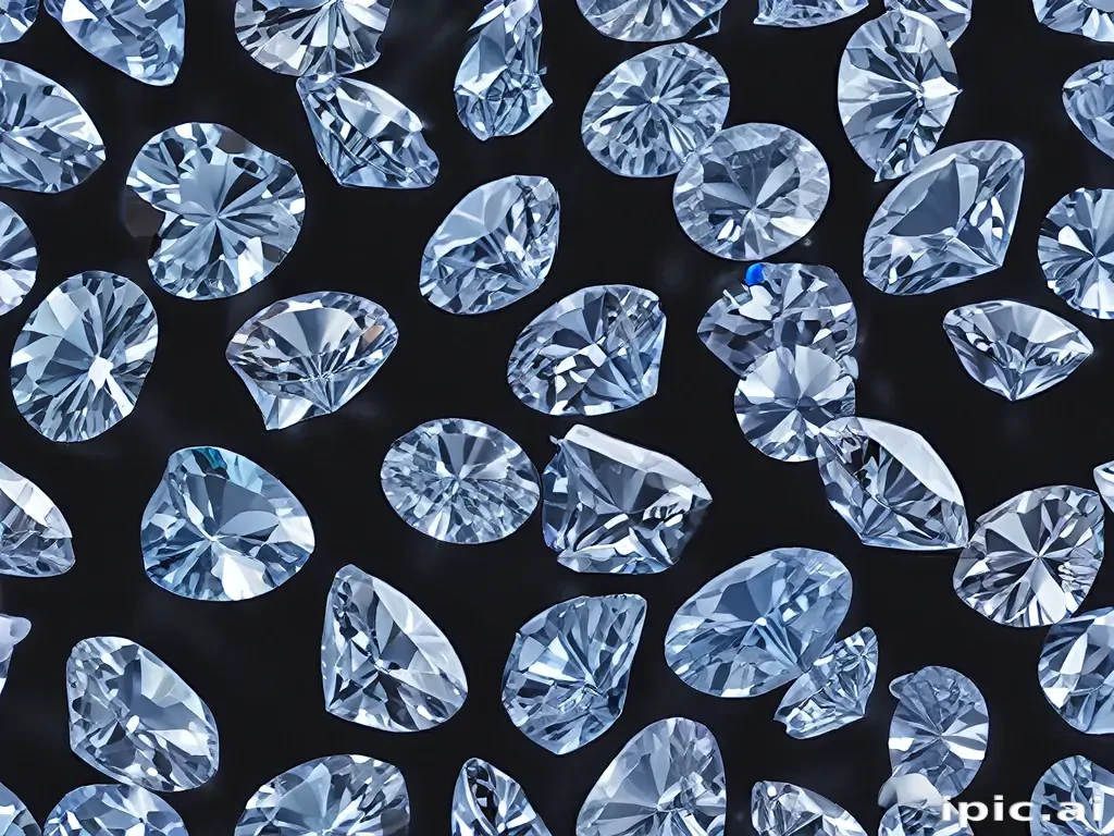 A Sparkling Array of Various Cut Diamonds on a Dark Background.