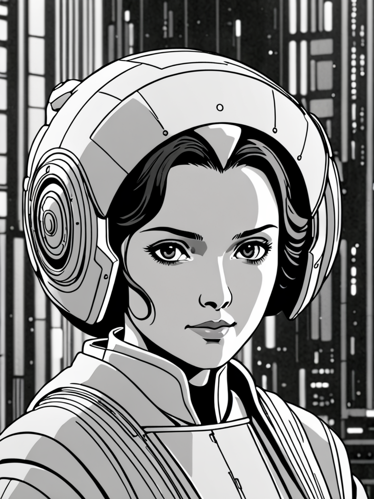 Padmé Amidala, anime, manga, 2d, ghibli, ghost in a shell, black and white