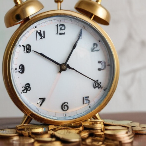 A clock with golden coins pouring out of it, symbolizing the value of ...