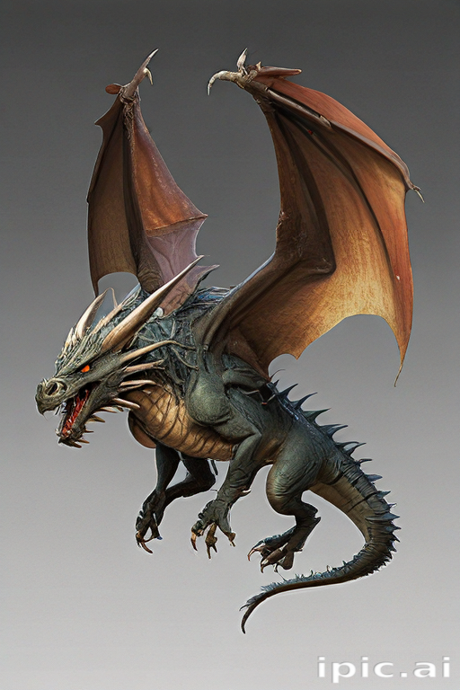 A Fierce Dragon Soars with Majestic Wings and Intimidating Presence.