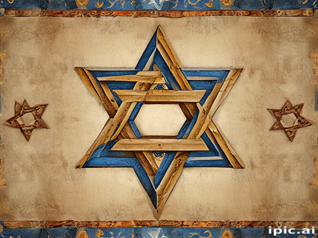 Artistic Representation of a Star of David with Rustic Wooden Elements